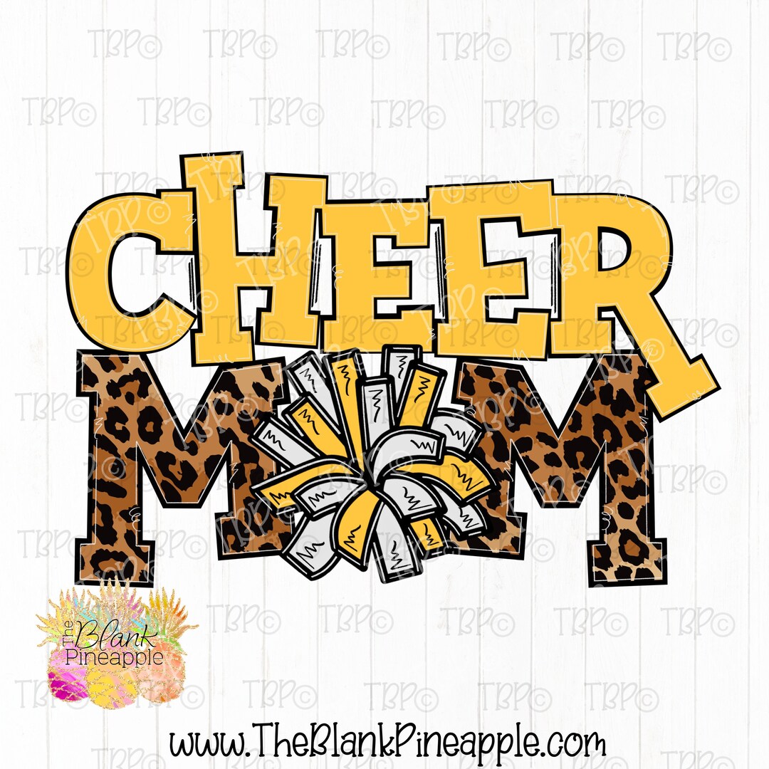 Cheer Design PNG, Cheer Mom Leopard With Yellow Pom Poms PNG ...