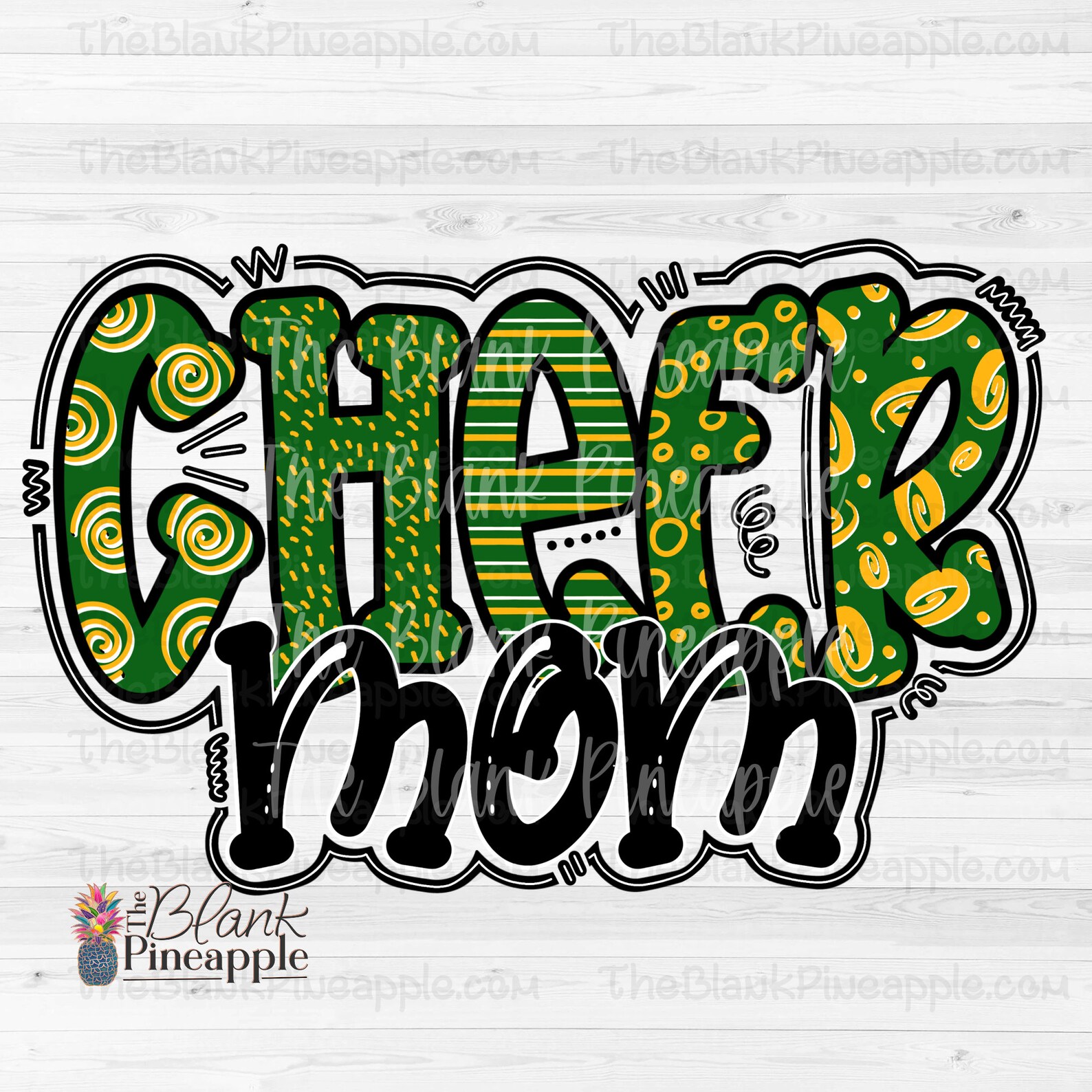 Cheer Design PNG, Doodle Cheer Mom in Dark Green and Gold PNG, Cheer ...