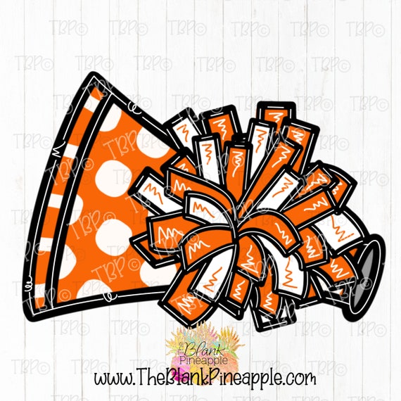 Cheer Design PNG Cheerleading Pom Pom and Megaphone White and - Etsy
