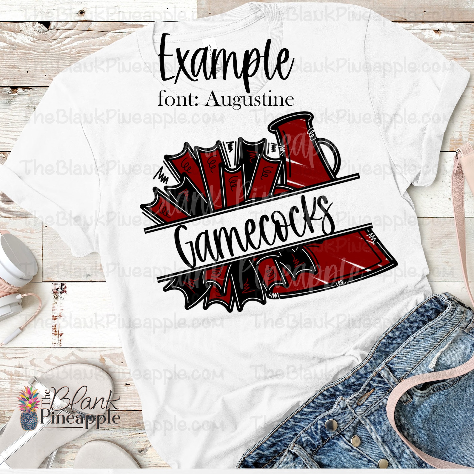 Cheer Design PNG, Add Your Own Name Cheer Megaphone and Pom Poms in ...