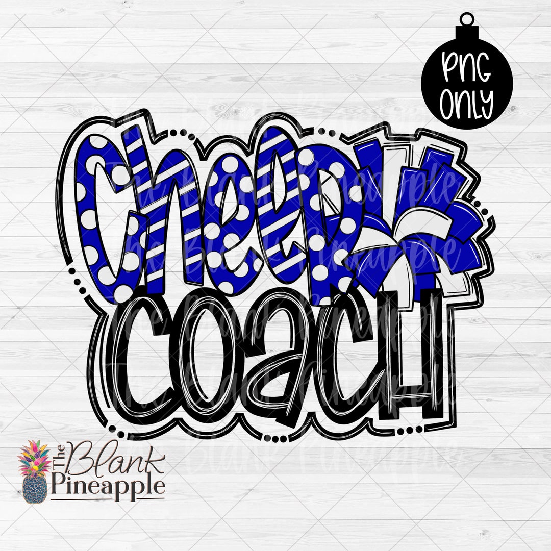 Cheerleading Design PNG, Cheer Coach With Pom Pom in Blue PNG ...