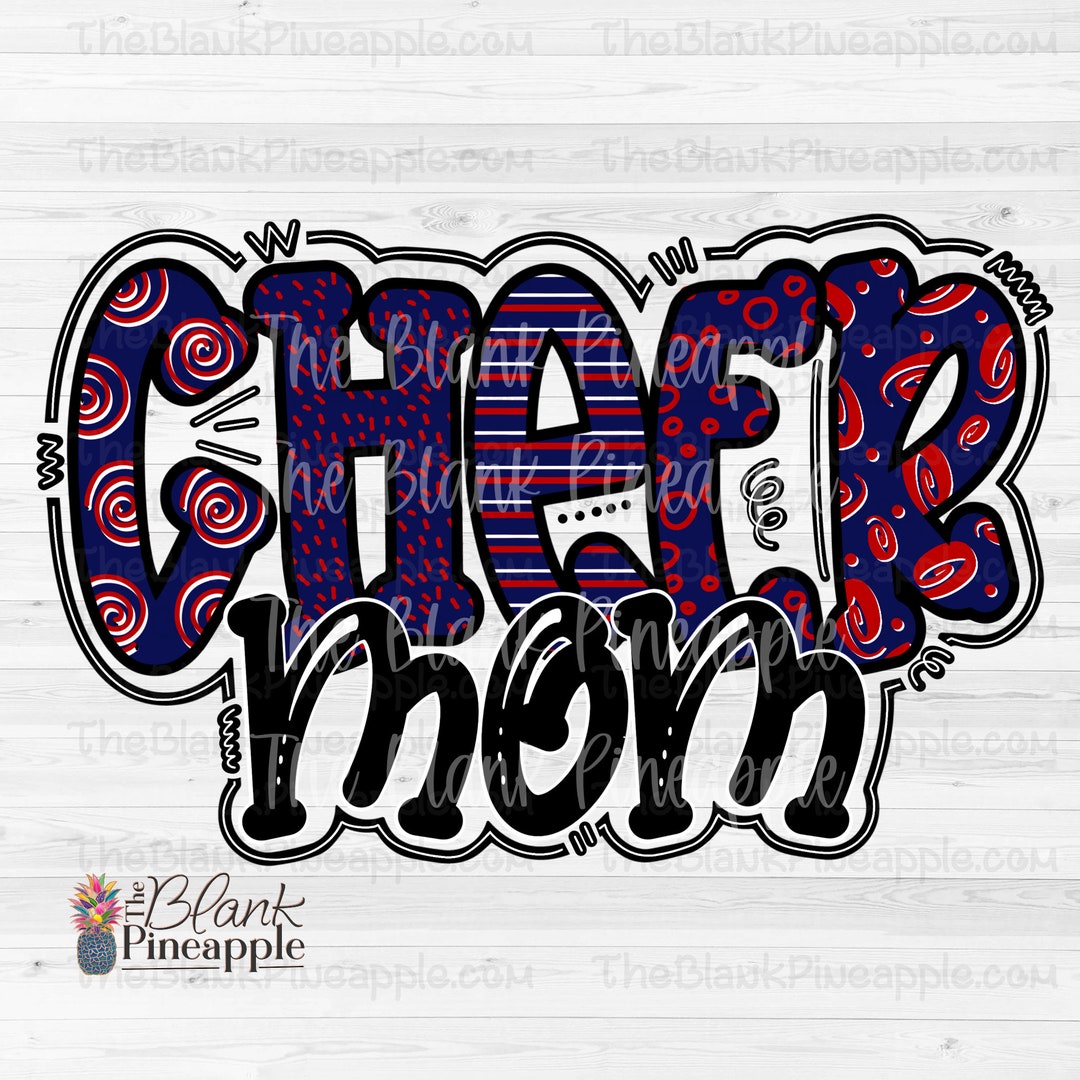 Cheer Design PNG Doodle Cheer Mom in Navy Blue and Red PNG - Etsy