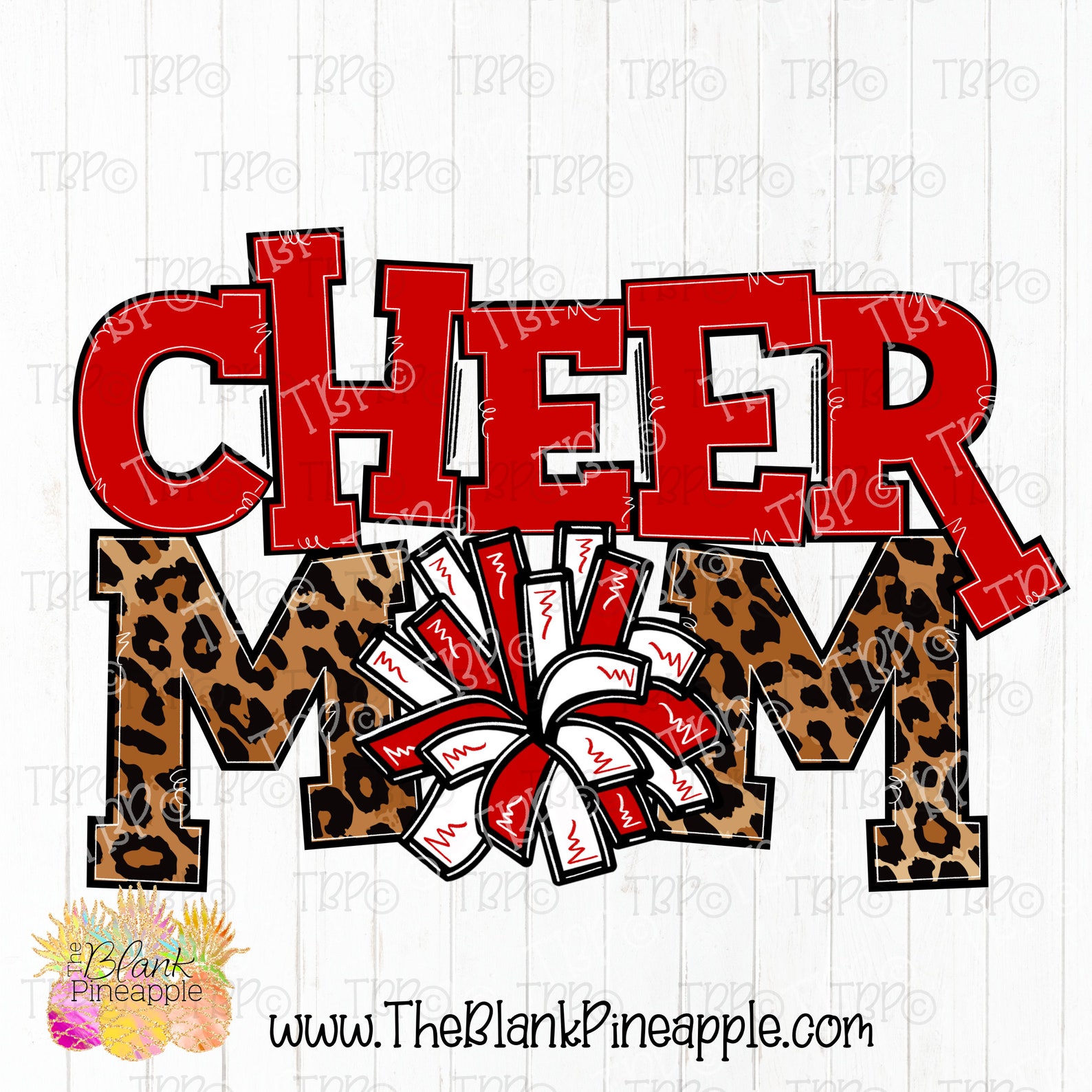 Cheer Design PNG Cheer Mom Leopard With Red and White Pom Poms - Etsy