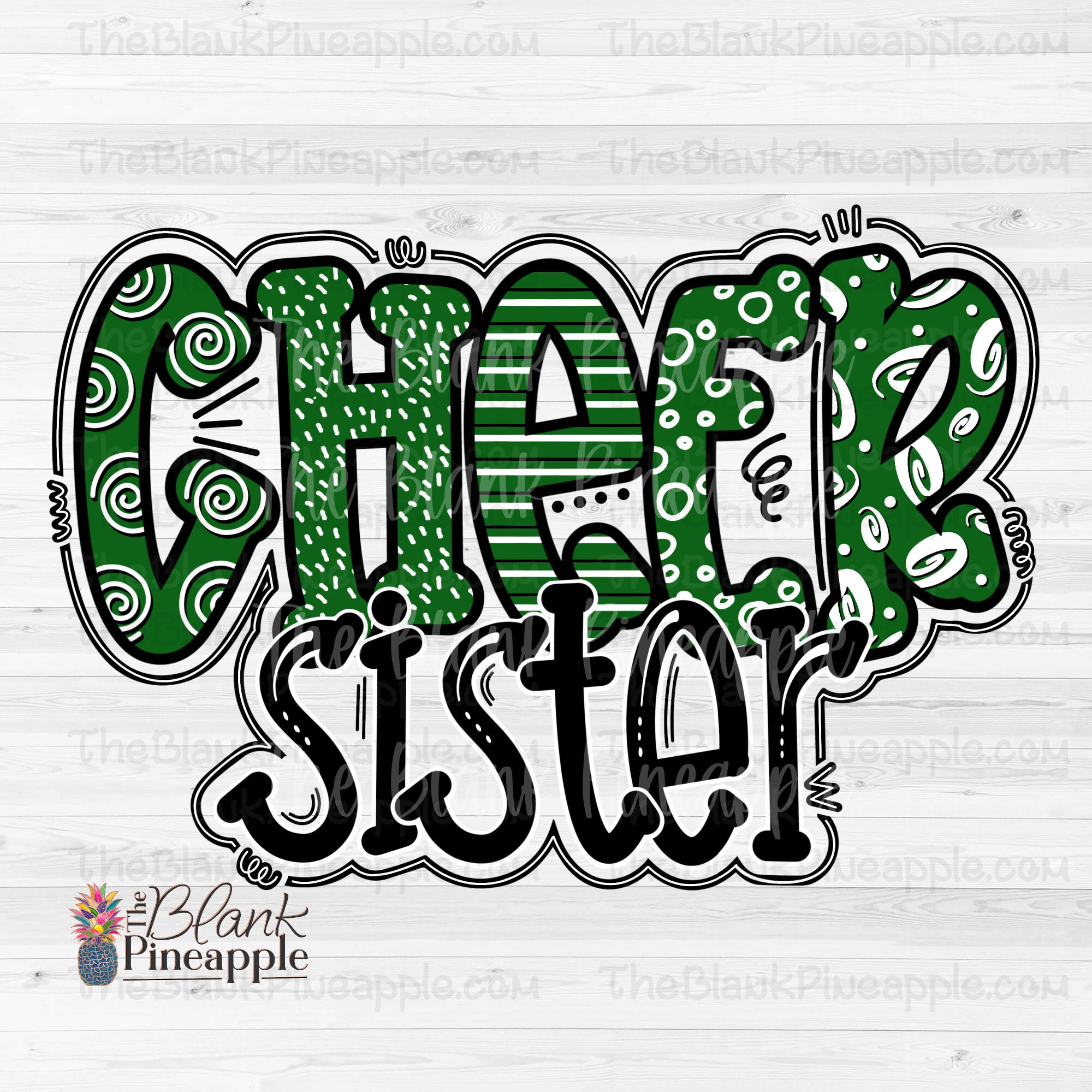 Cheer Design PNG Doodle Cheer Sister in Dark Green PNG Cheer - Etsy
