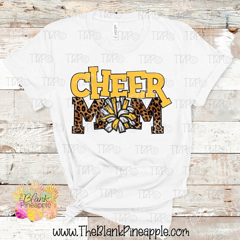 Cheer Design PNG, Cheer Mom Leopard With Yellow Pom Poms PNG ...