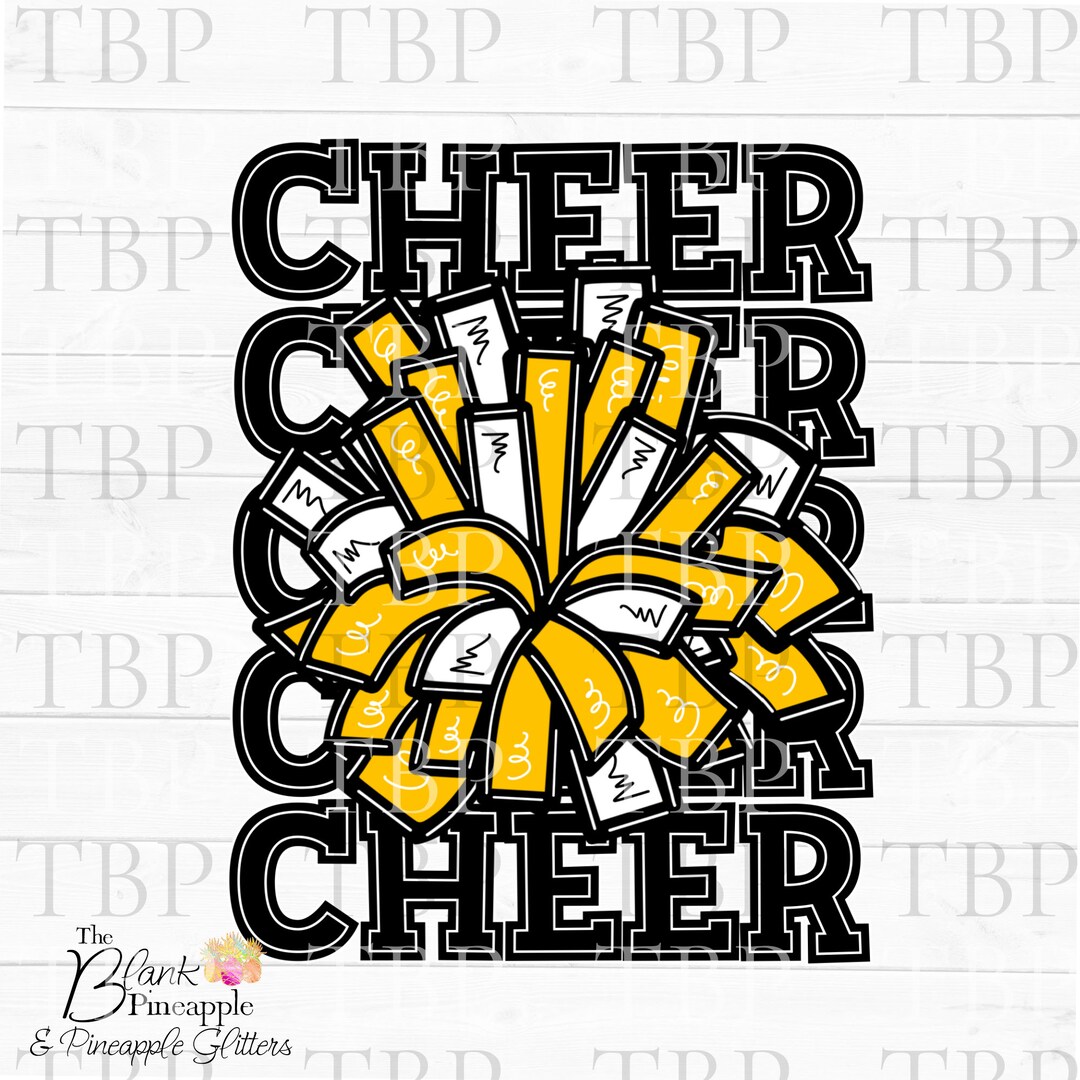 Cheer Design Cheer Pom Poms in Black and Yellow PNG 300dpi Clipart ...
