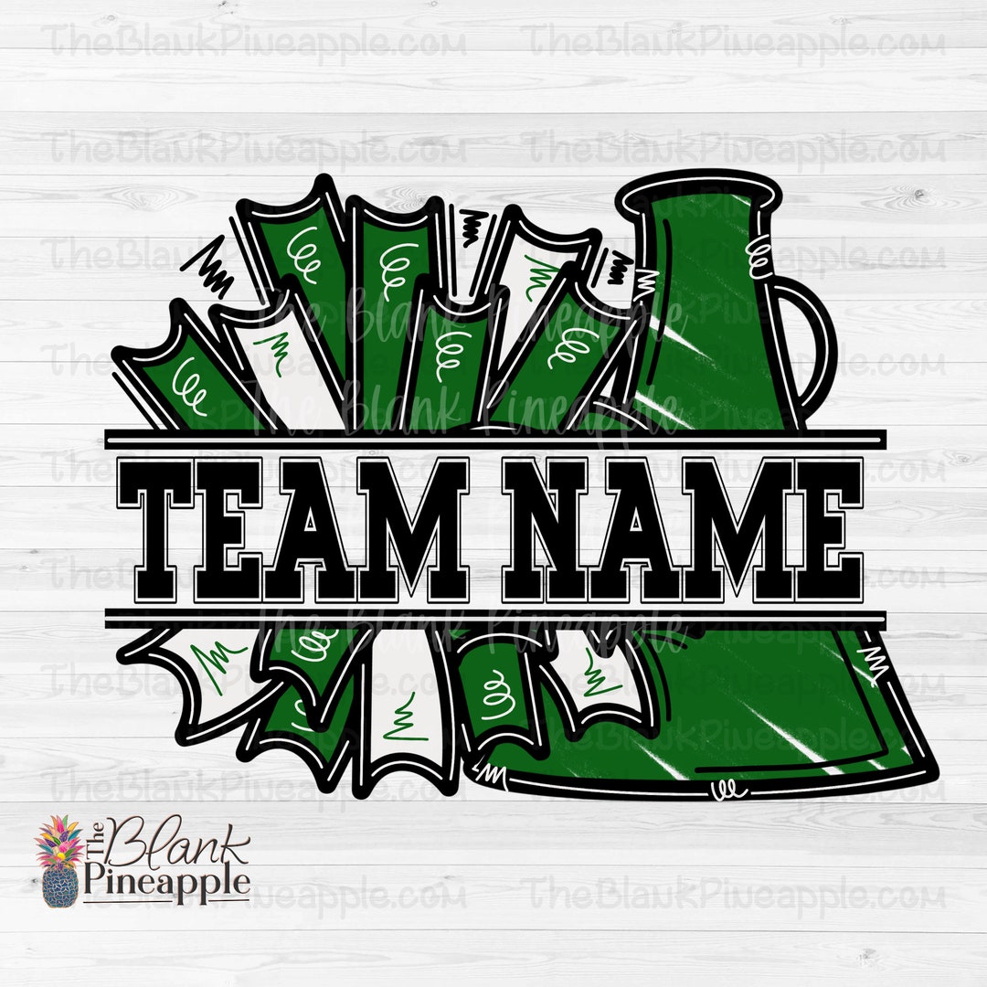 Cheer Design PNG, Add Your Own Name Cheer Megaphone and Pom Poms in ...