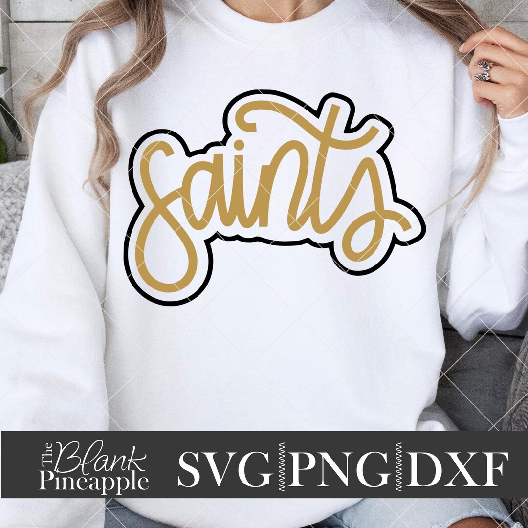 Saints SVG Cut File, Outlined Saints Mascot SVG, Dxf, and Png Digital ...
