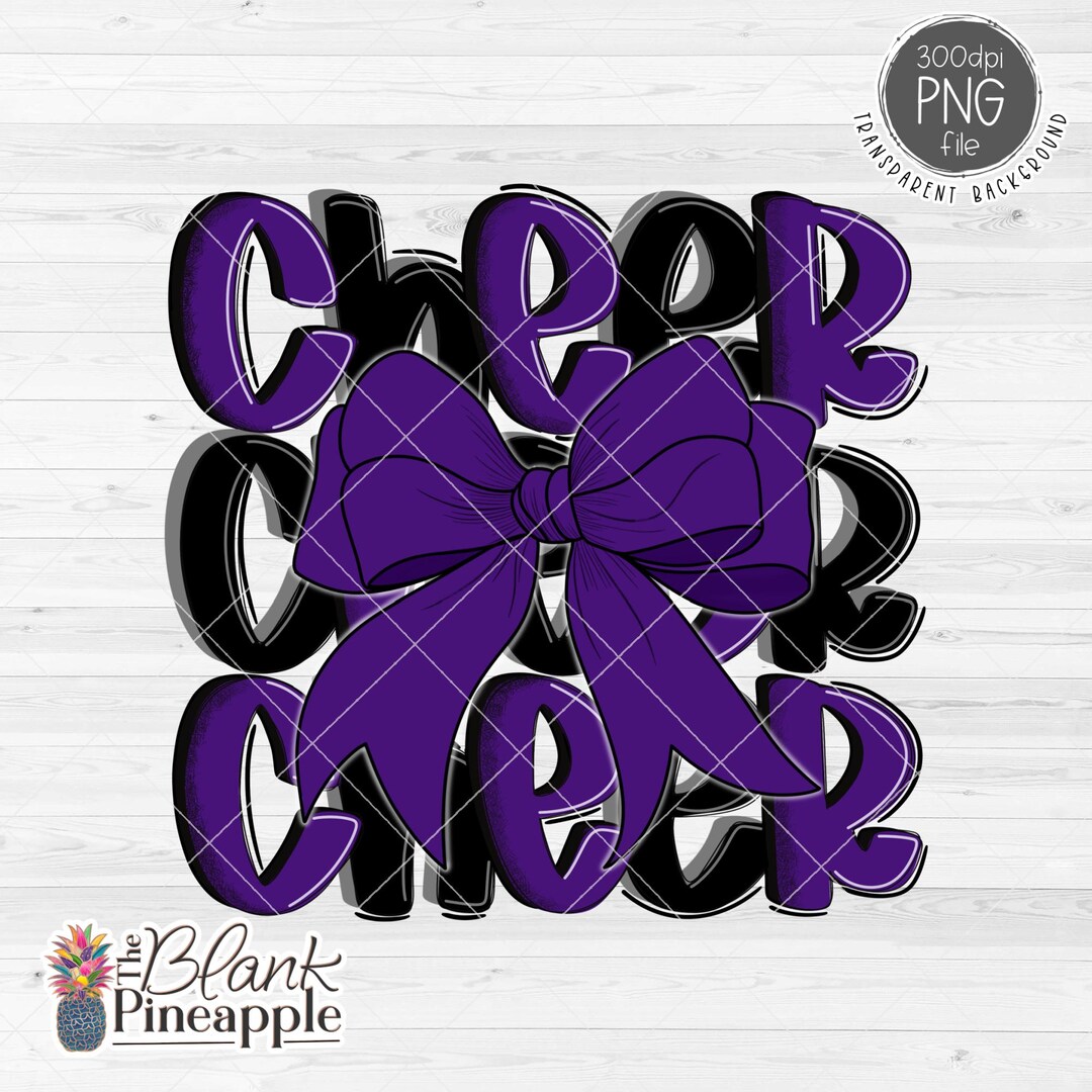 Cheer Design PNG, Cheer With Bow in Black and Grey PNG, Cheer ...