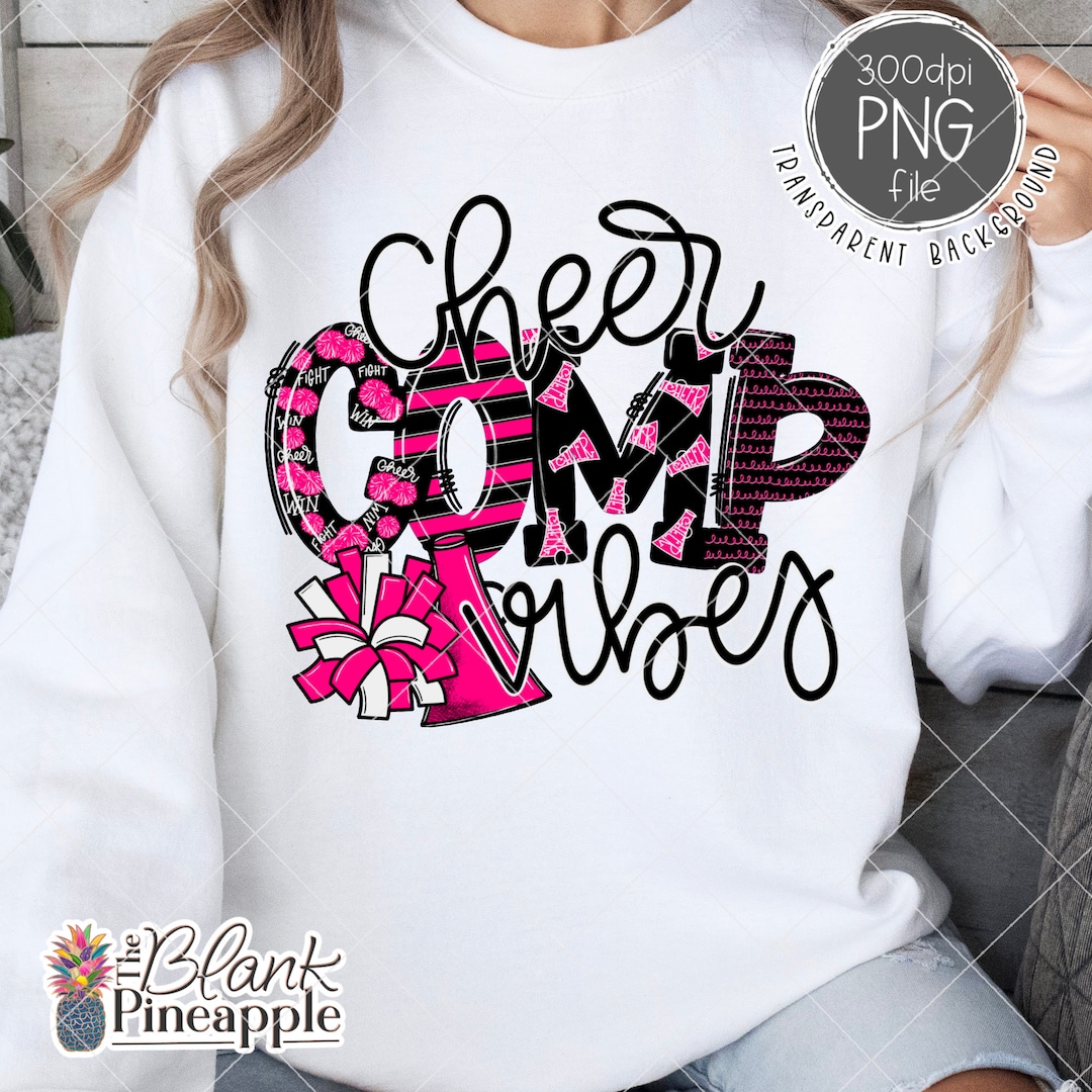 Cheer Design PNG, Cheer Comp Vibes in Pink PNG 300dpi, Cheer ...