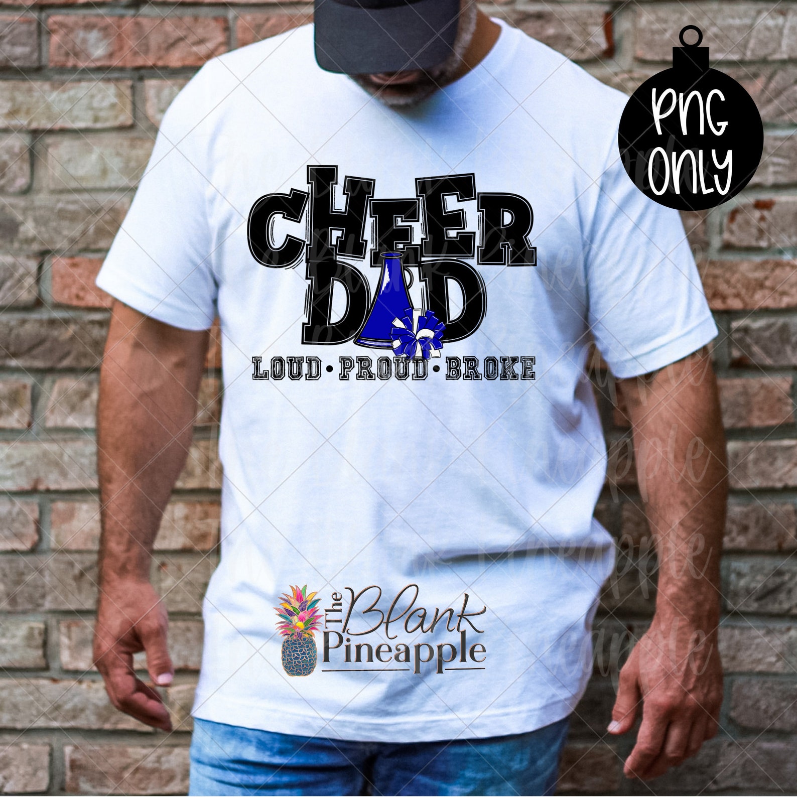 Cheer Design PNG, Cheer Dad Blue and White, Cheerleading Sublimation ...