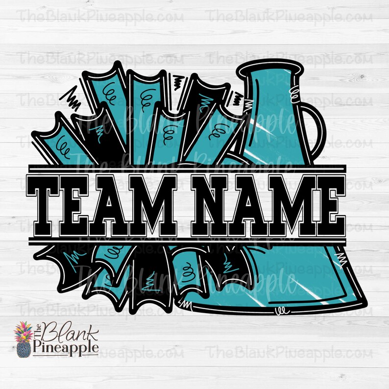 Cheer Design PNG, Add Your Own Name Cheer Megaphone and Pom Poms in ...