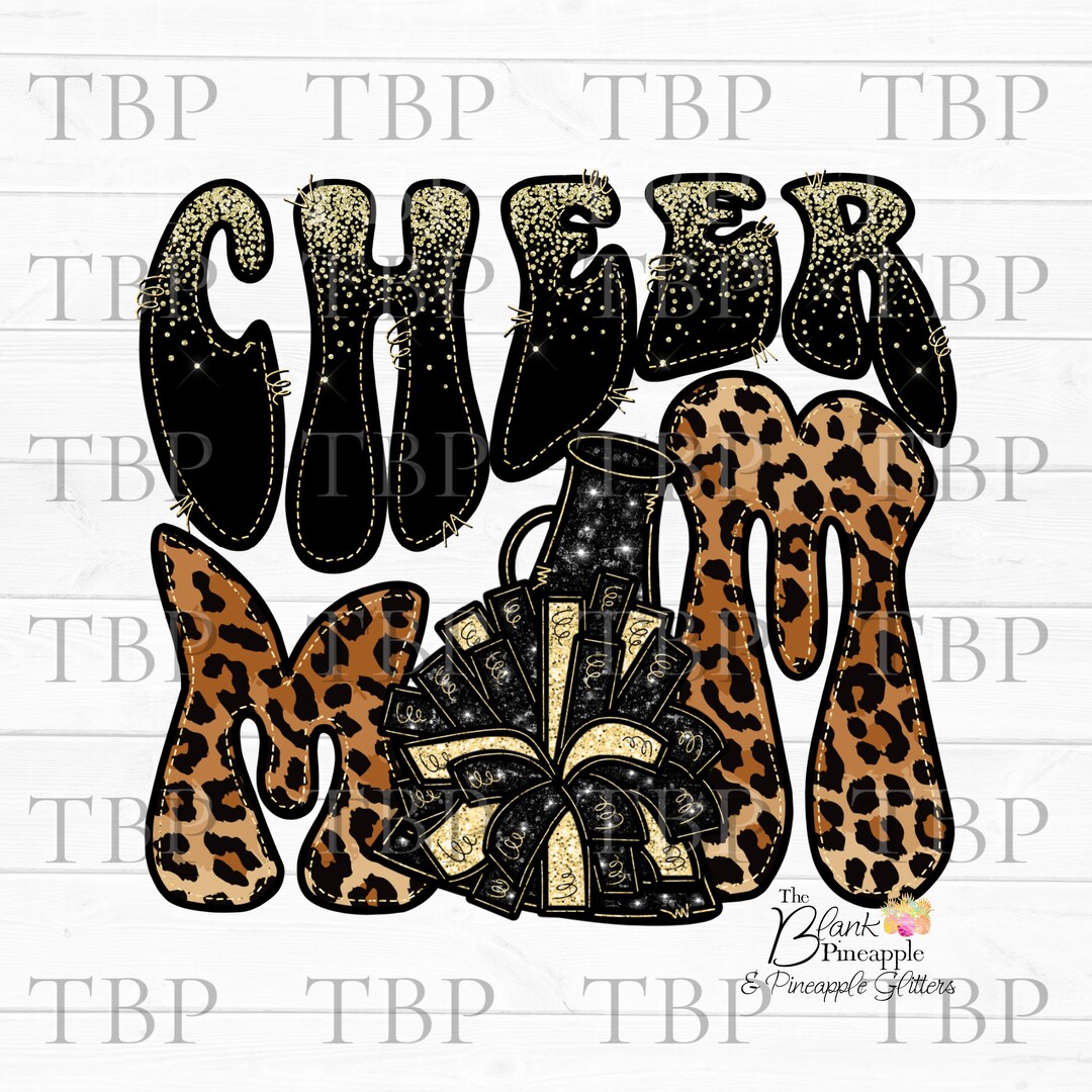Cheer Design PNG Retro Cheer Mom Leopard With Black and Gold - Etsy