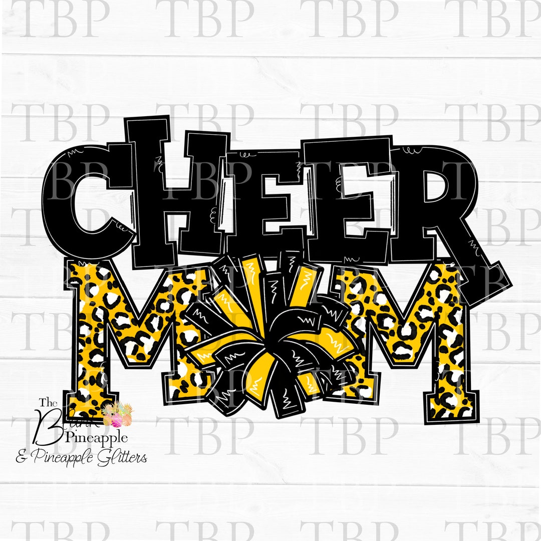 Cheer Design PNG, Cheer Mom Yellow Leopard With Pom Pom PNG ...