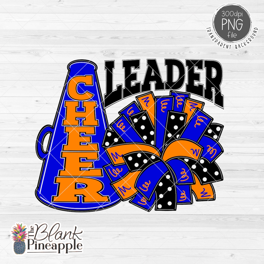 Cheer Design PNG, Cheerleader Pom Pom and Megaphone PNG Design in Blue ...