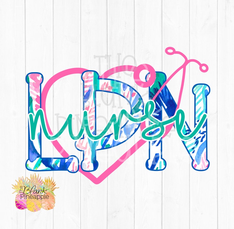 LPN Licensed Practical Nurse Stethoscope Blue and Pink Floral PNG ...