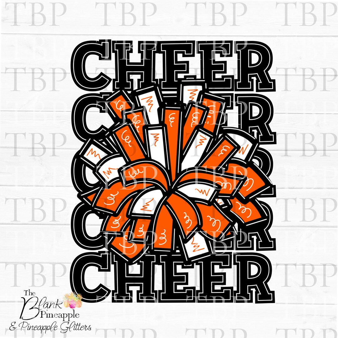 Cheer Design PNG, Cheer Pom Poms in Black and Orange PNG , Cheer ...