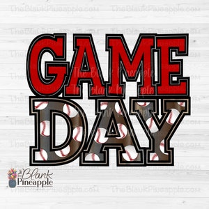 Baseball Design PNG, Baseball Game Day in Red, Baseball Sublimation ...