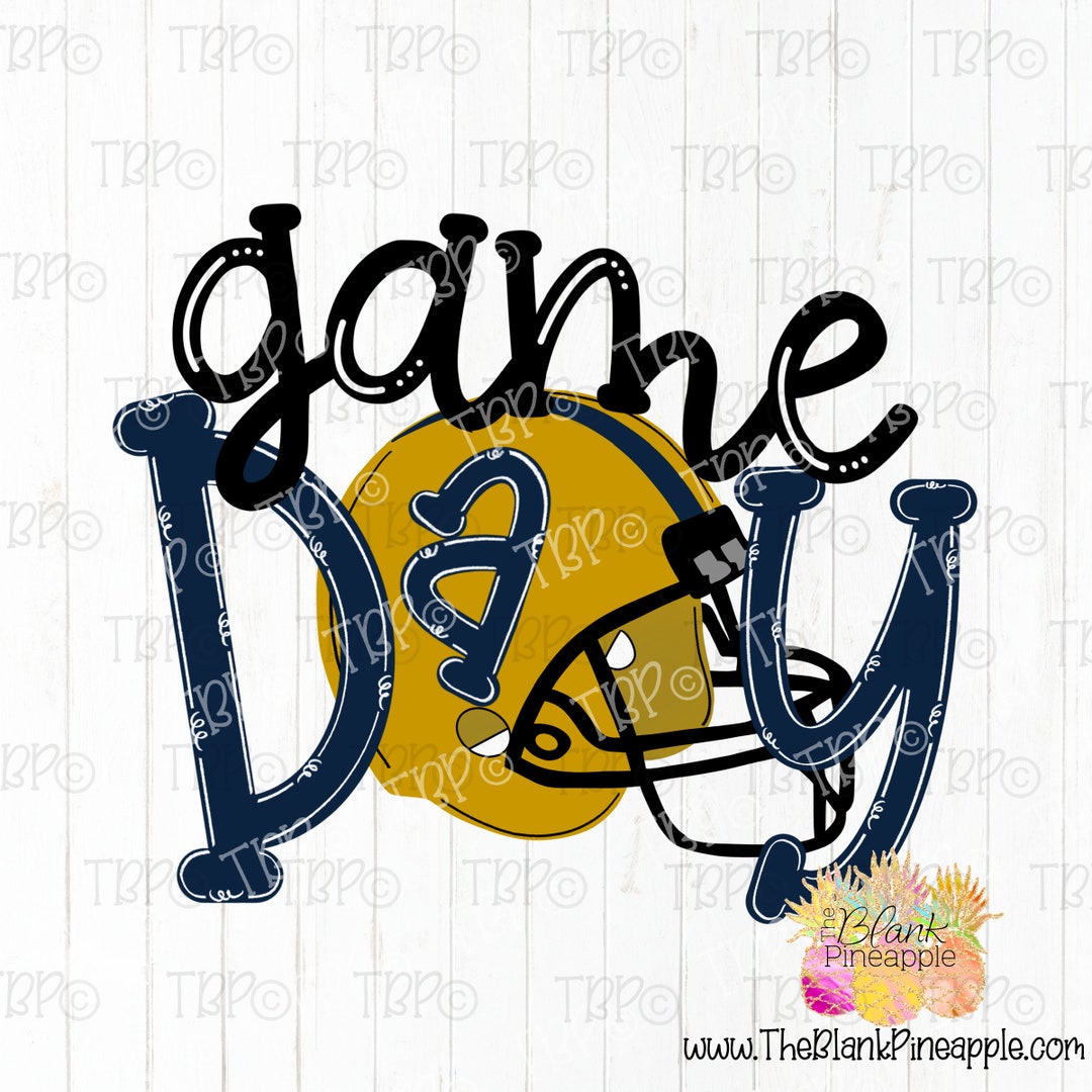 Football Design PNG, Football Helmet Game Day Navy and Gold PNG 300dpi ...