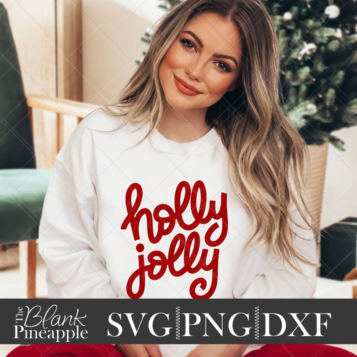 Christmas SVG Cut File Holly Jolly SVG DXF and Png Digital - Etsy