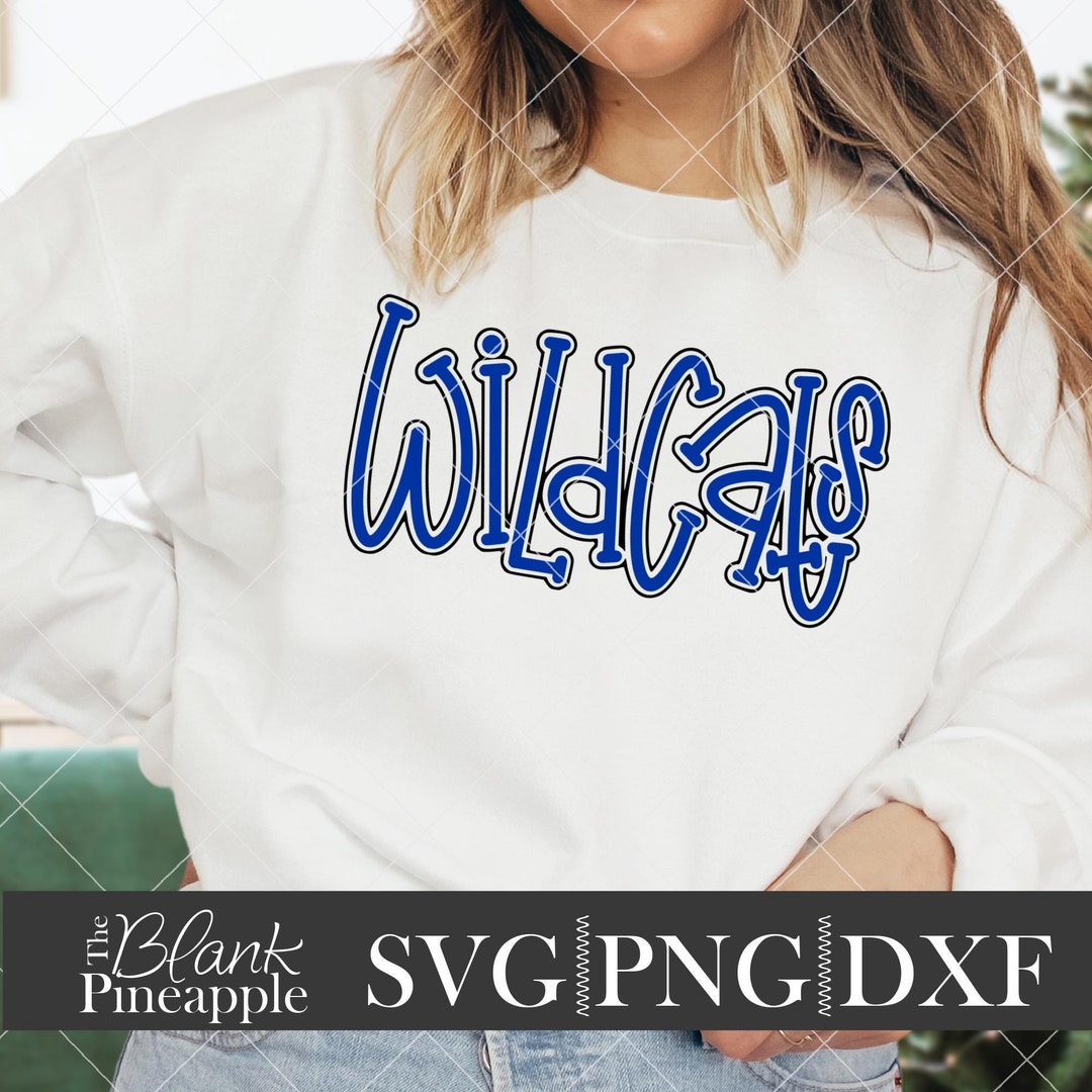 Wildcats SVG Cut File, Outlined Wildcats Mascot SVG, Dxf, and Png ...