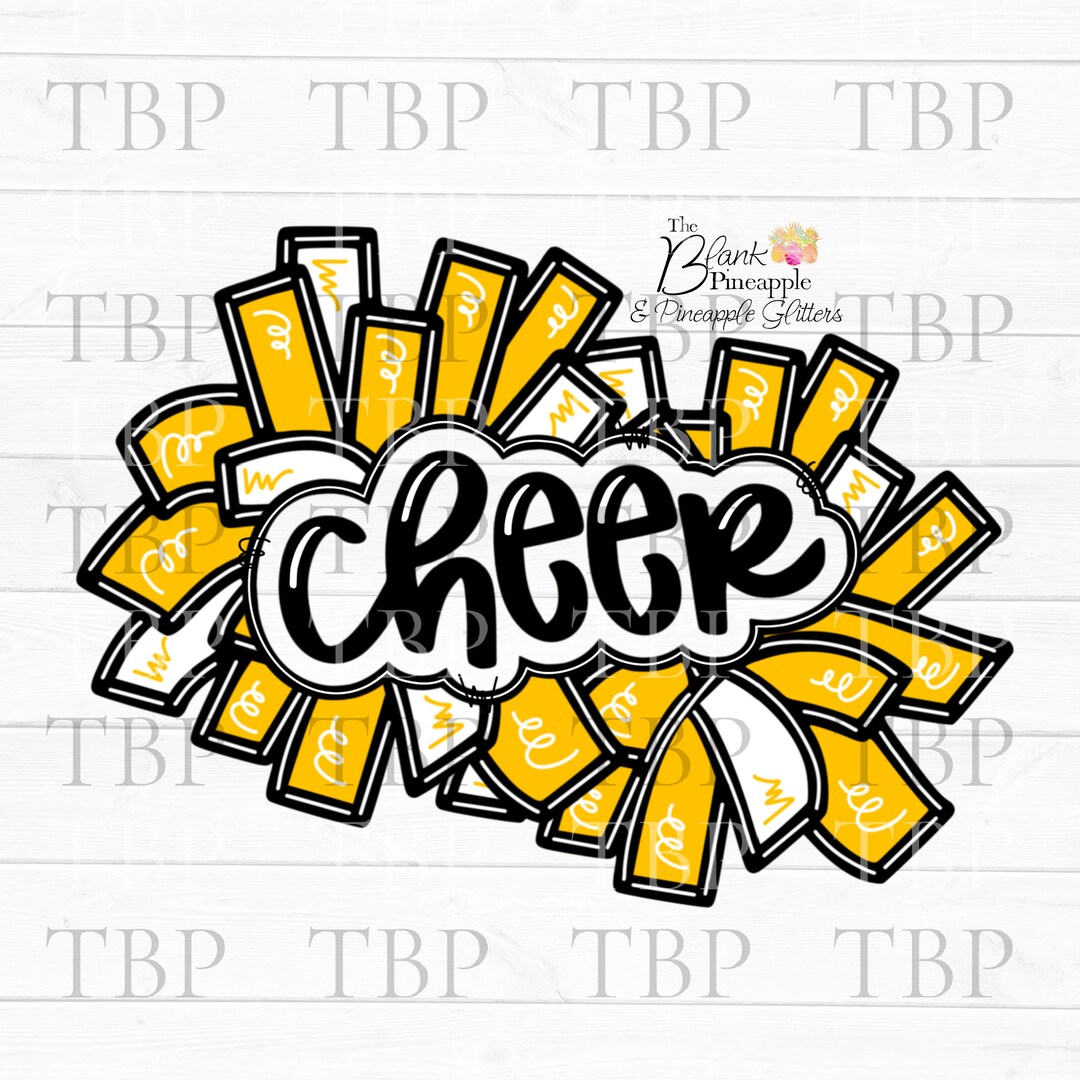 Cheer Design Cheer Pom Poms in Yellow PNG Clipart Sublimation Download ...