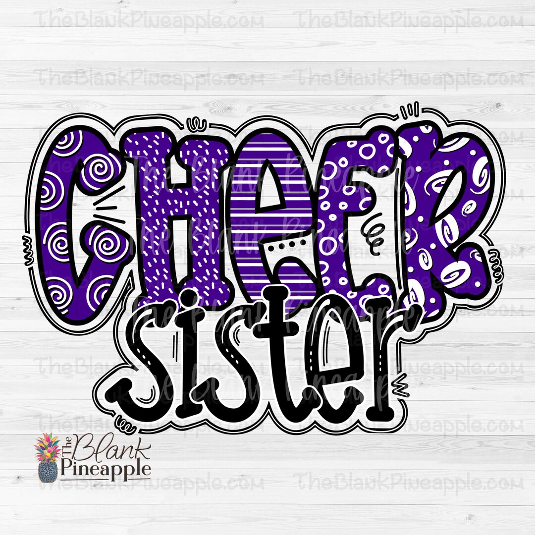 Cheer Design PNG, Doodle Cheer Sister in Purple PNG, Cheer Sister ...