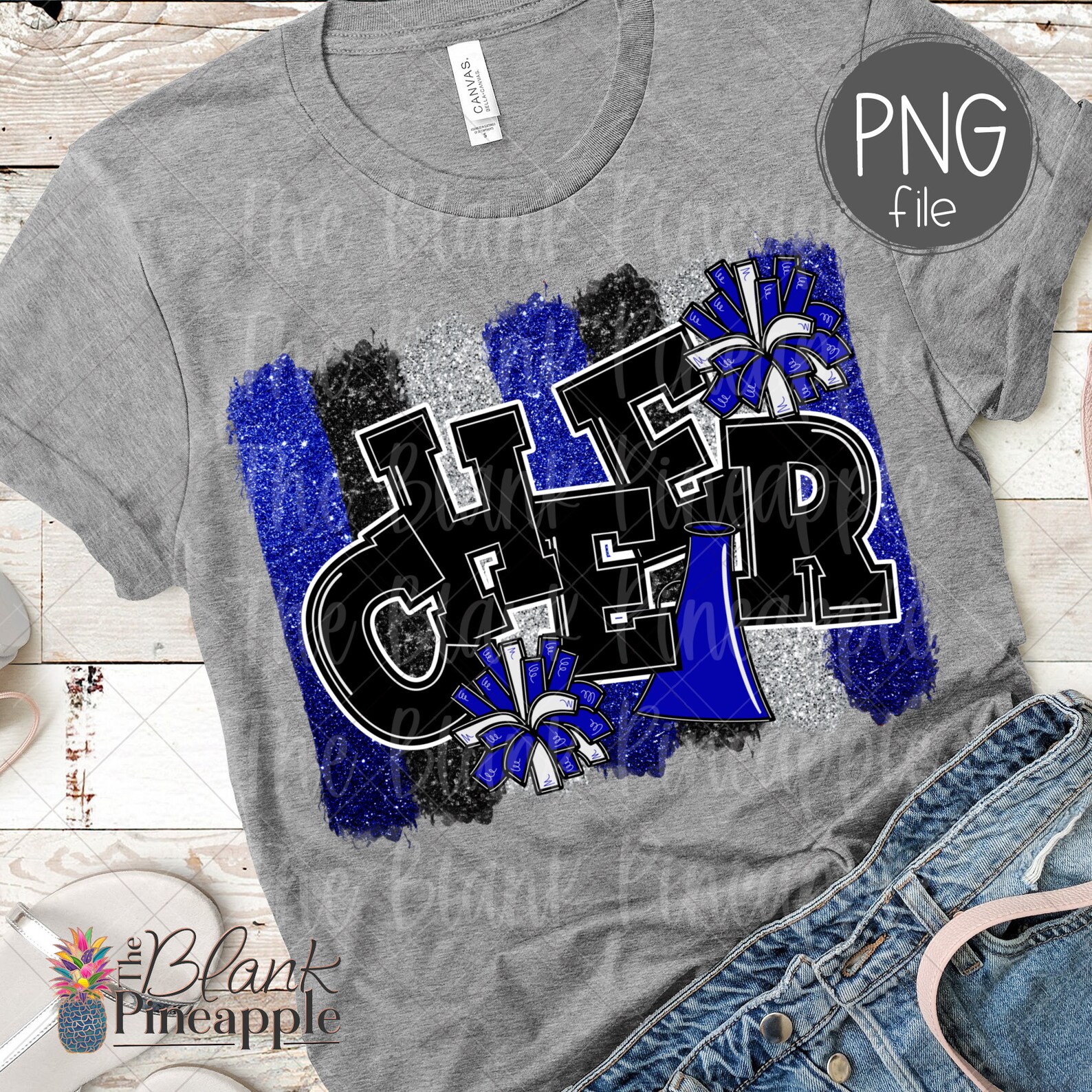 Cheer Design PNG, Glitter Brush Cheer in Purple and With Pom Pom and ...