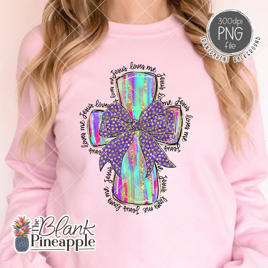 Cross PNG, Colorful Cross With Purple Coquette Bow PNG 300 Dpi ...