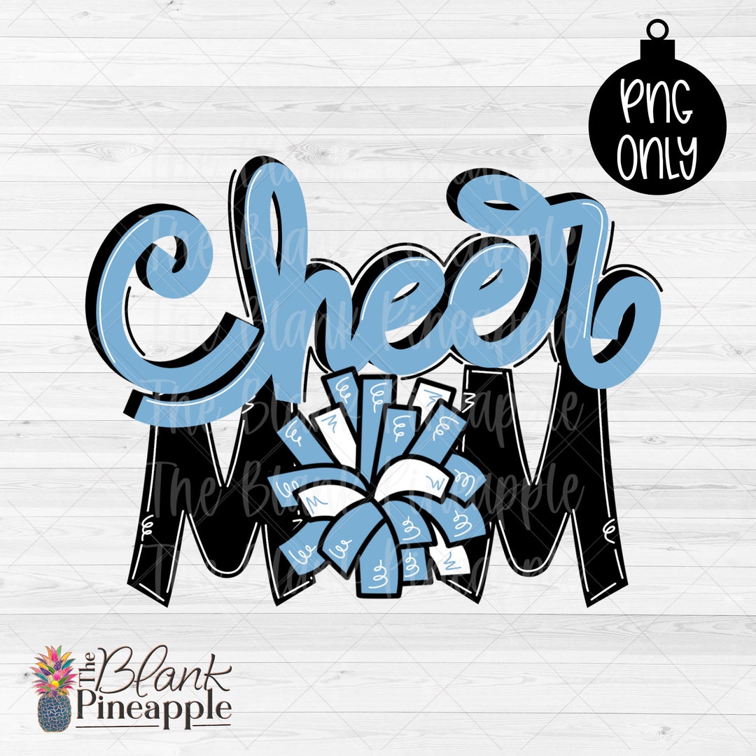 Cheer Design PNG, Cheer Mom Light Blue With Pom Pom, Cheer Mom ...