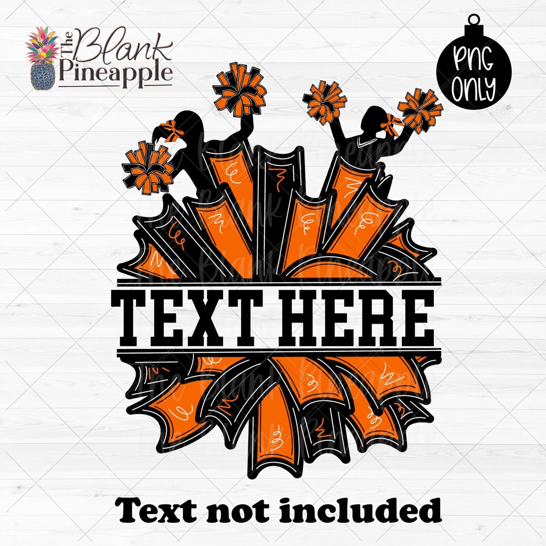 Cheer Design PNG, Add Your Own Name Cheer Pom Poms in Orange and Black ...