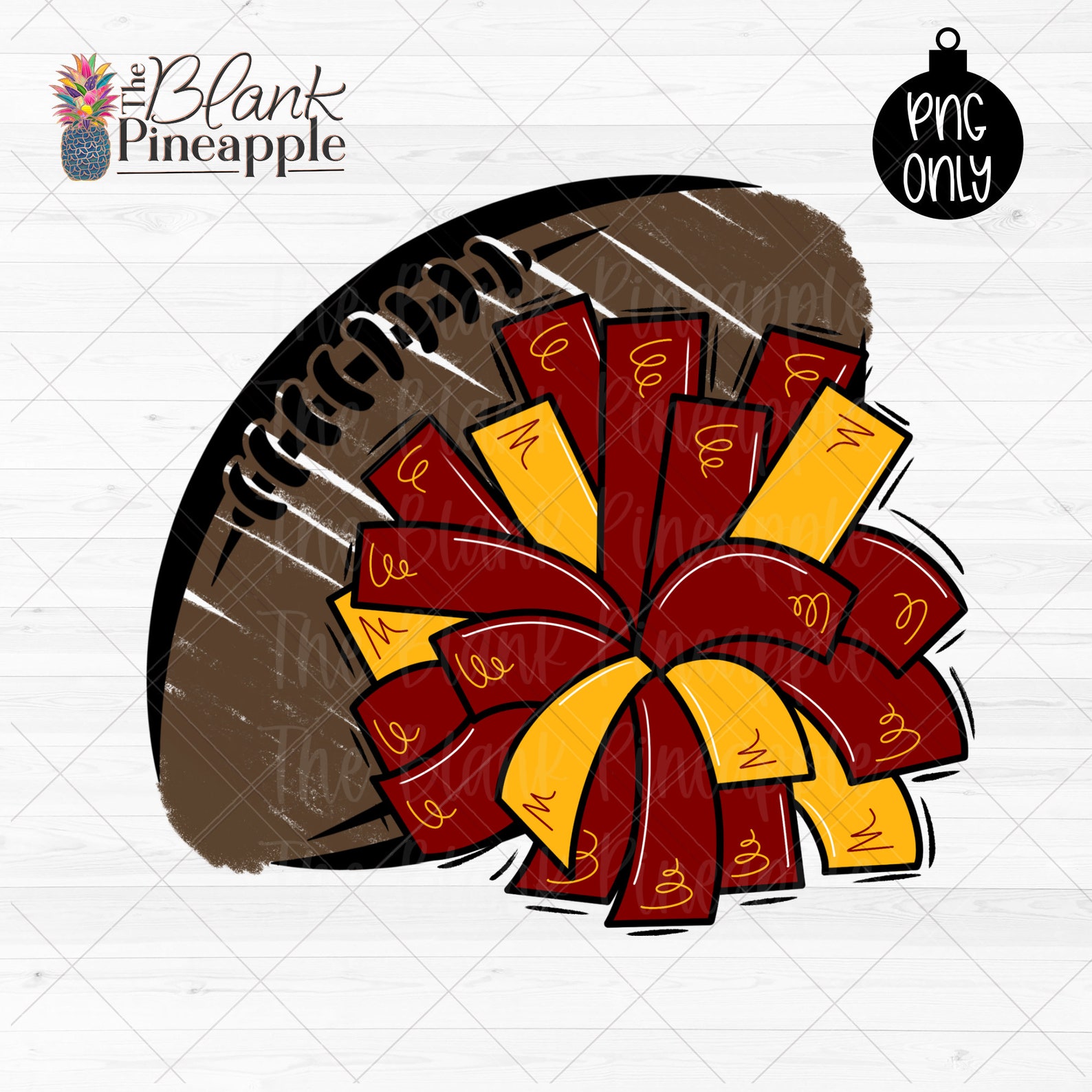 Cheer Design PNG Cheer Pom Pom and Chalky Football in Maroon - Etsy