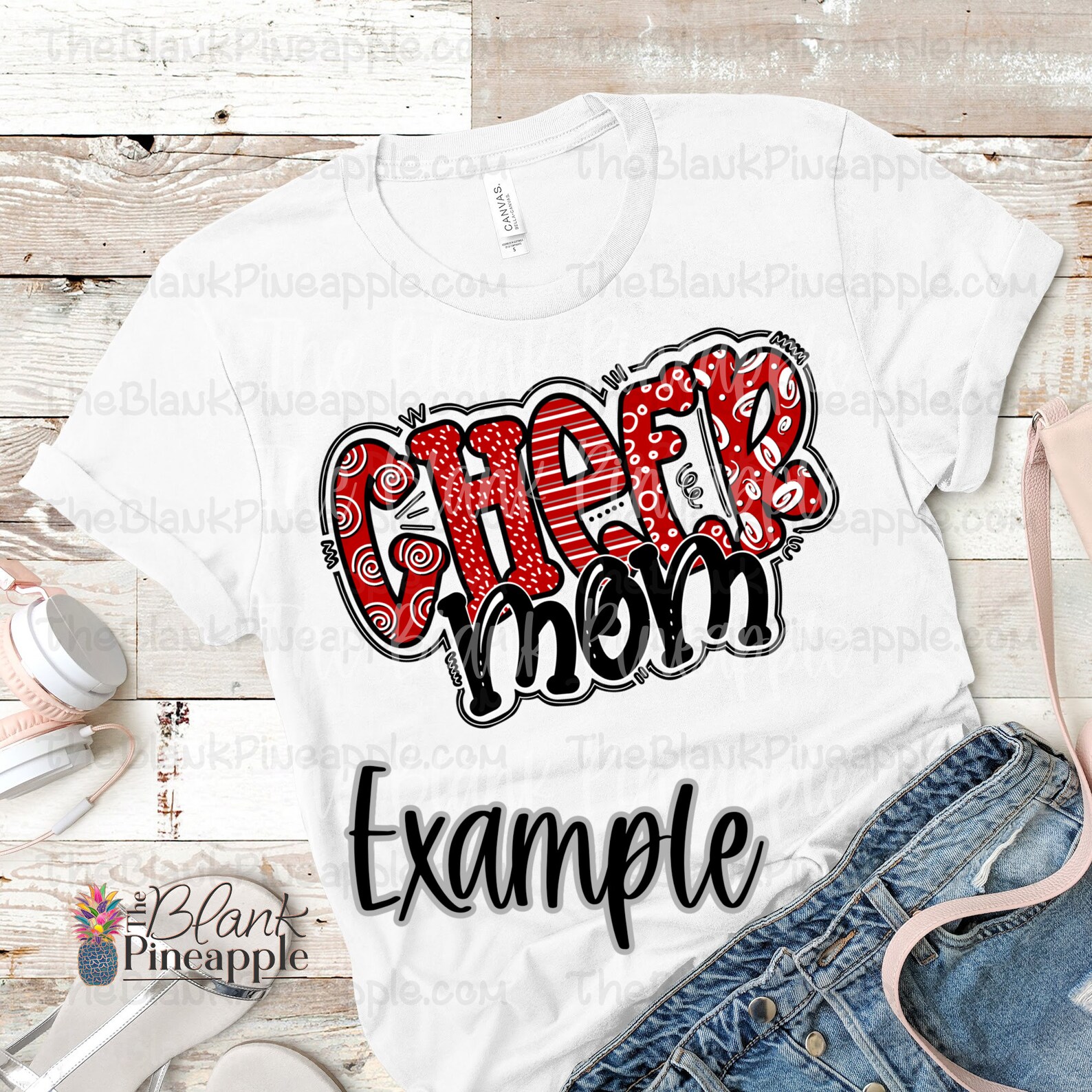 Cheer Design PNG, Doodle Cheer Mom in Red and Royal Blue PNG, Cheer Mom ...