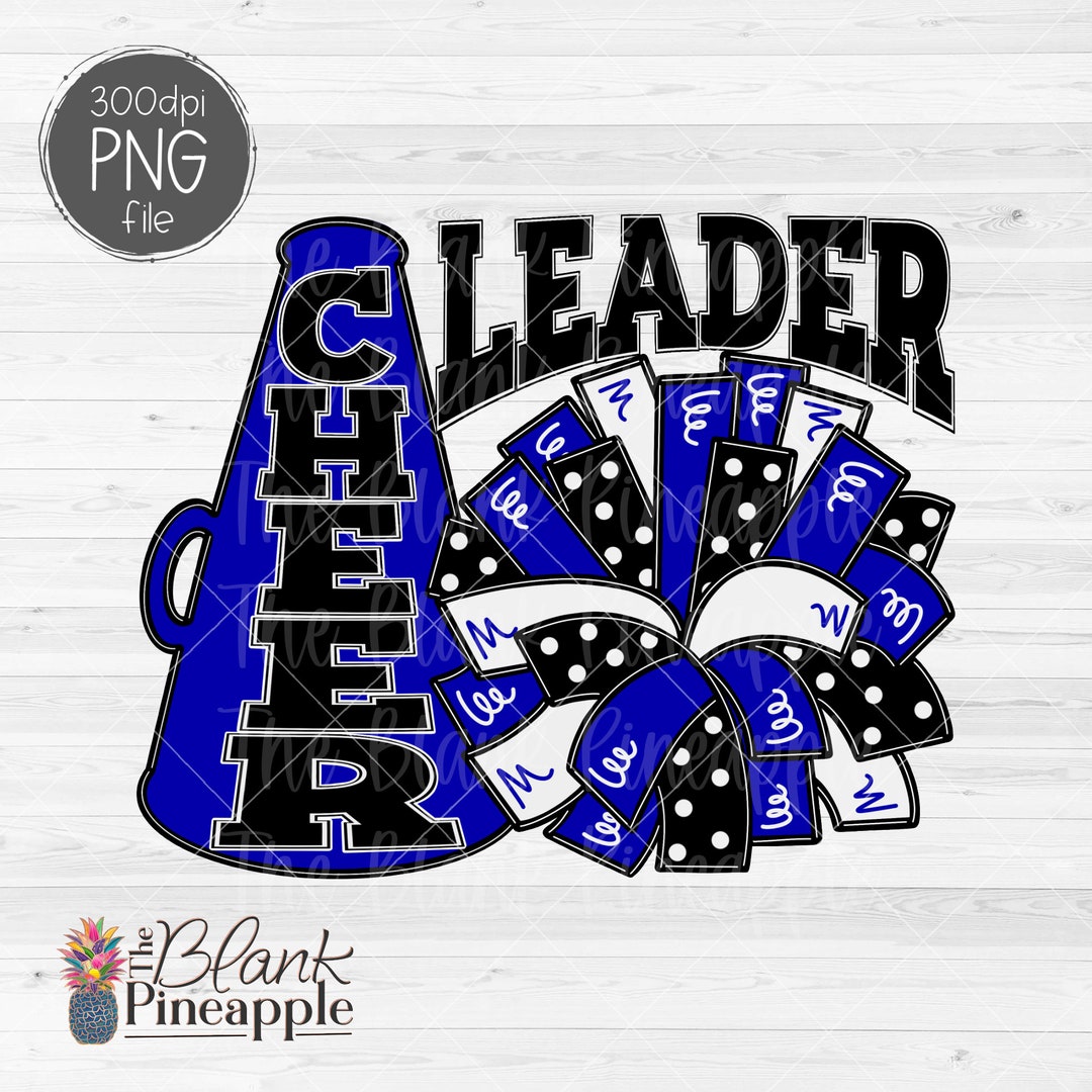 Cheer Design PNG, Cheerleader Pom Pom and Megaphone PNG Design in Blue ...