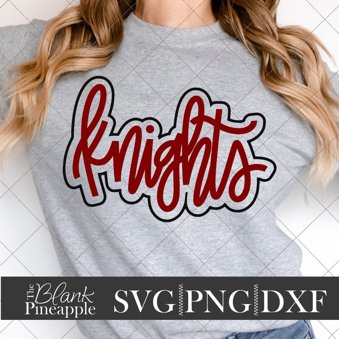 Knights SVG Cut File, Outlined Knights Mascot SVG, Dxf, and Png Digital ...