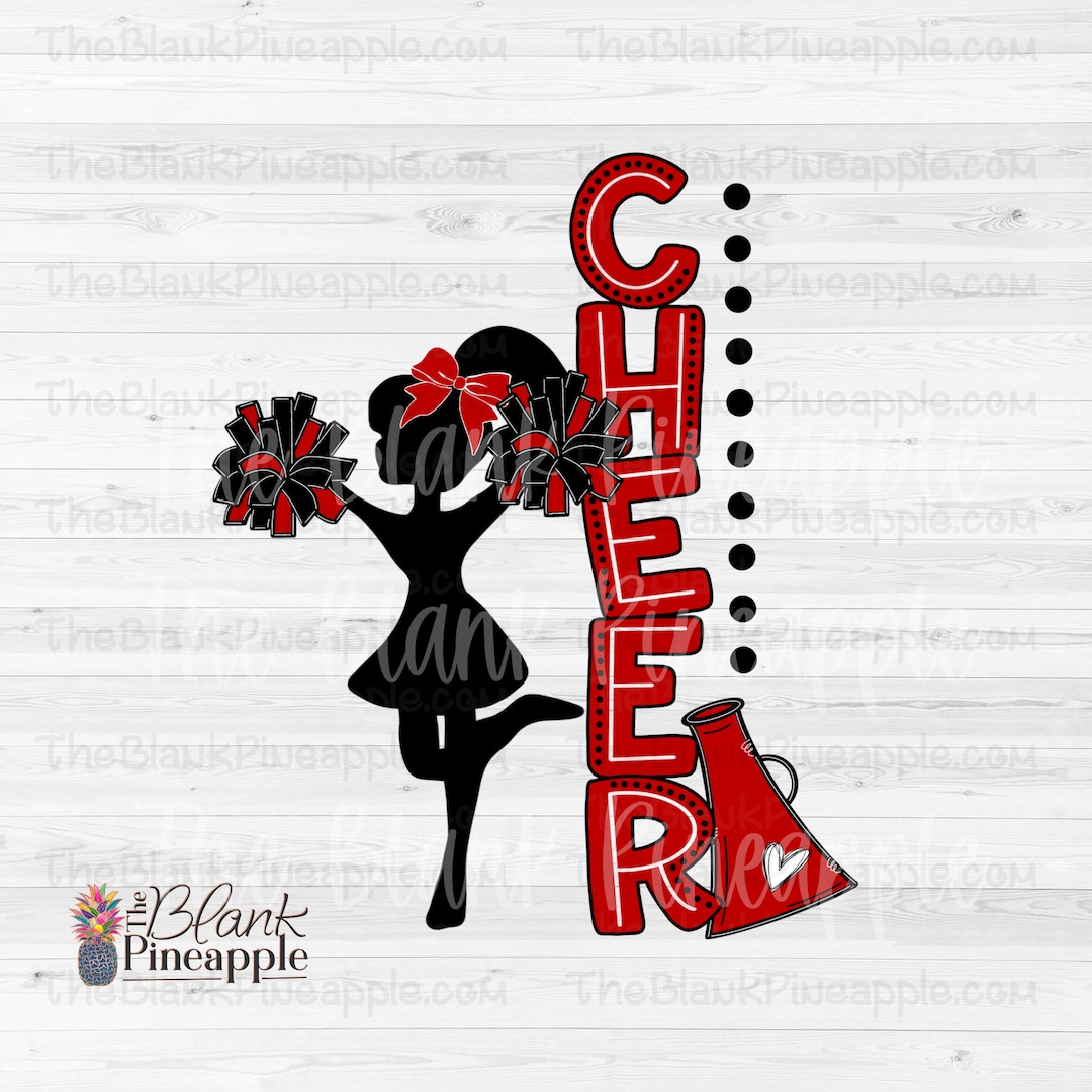Cheer Design PNG, Cheerleader Girl in Red, Cheerleading Sublimation ...