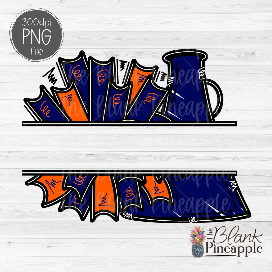 Cheer Design PNG, Add Your Own Name Cheer Megaphone and Pom Poms in ...