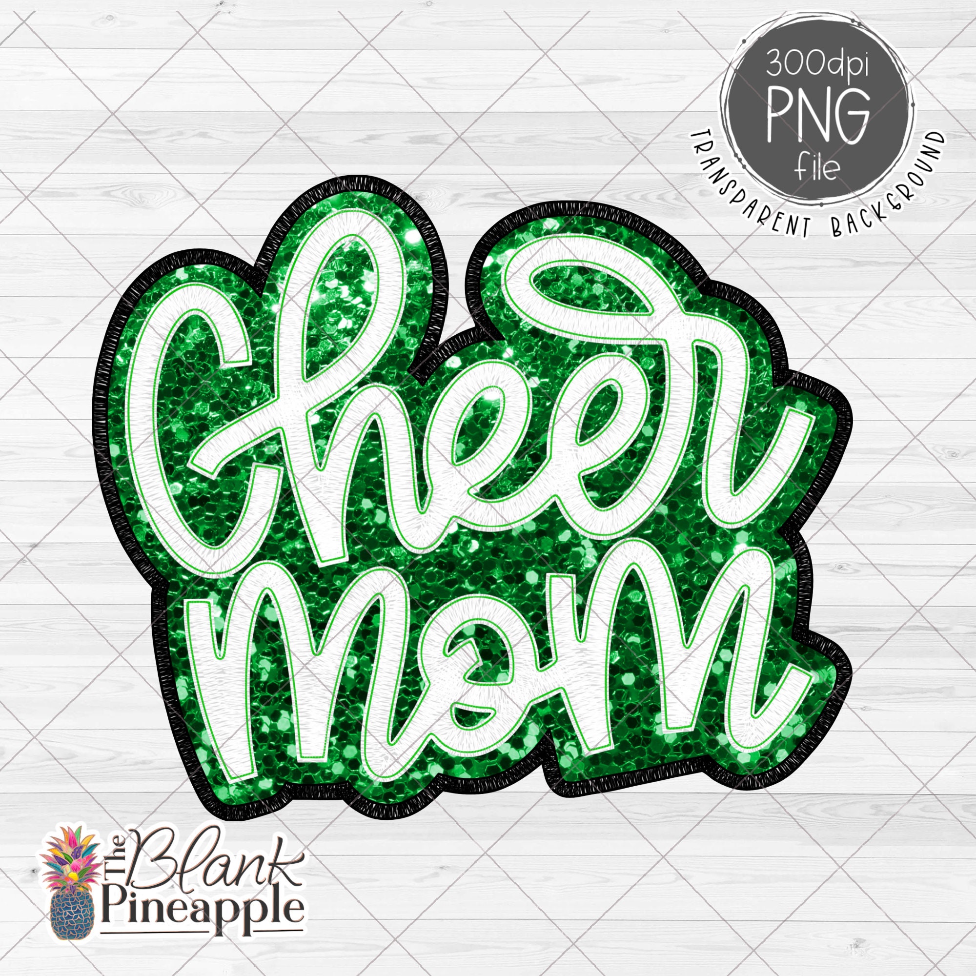 Cheer Design PNG, Cheer Mom With Faux Glitter and Embroidery in Green ...