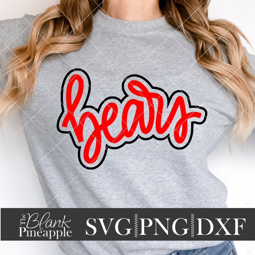 Bears SVG Cut File, Outlined Bears Mascot SVG, Dxf, and Png Digital ...