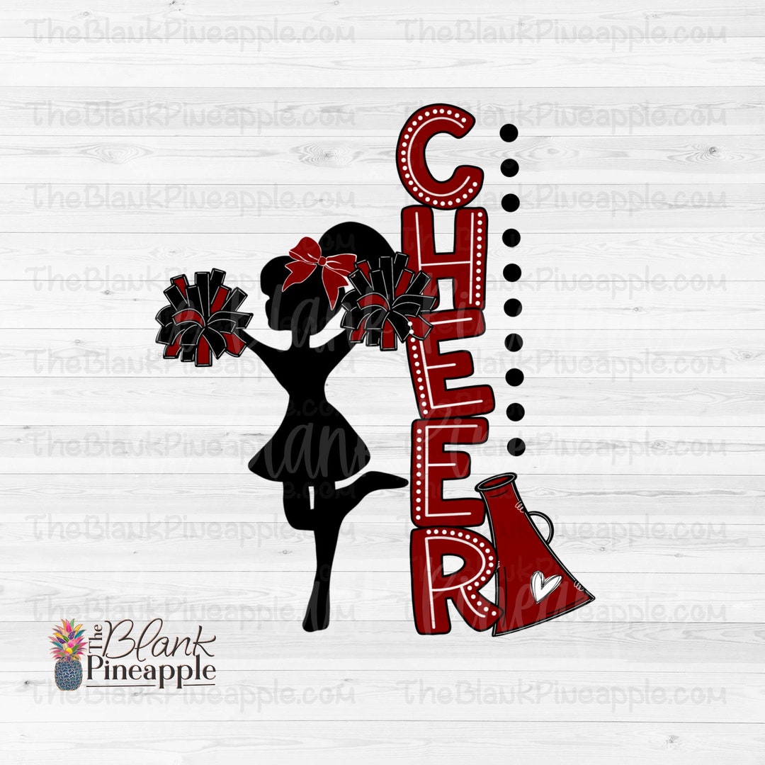 Cheer Design PNG, Cheerleader Girl in Maroon, Cheerleading Sublimation ...