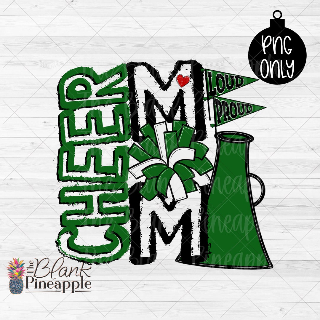 Cheer Design PNG, Cheer Mom Loud and Proud Megaphone and Pom Pom in ...