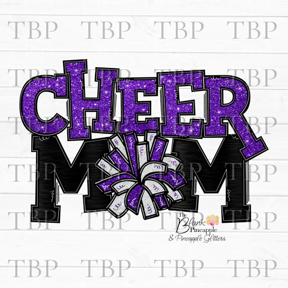 Cheer Design PNG Cheer Mom Black Foil and Purple Glitter With - Etsy