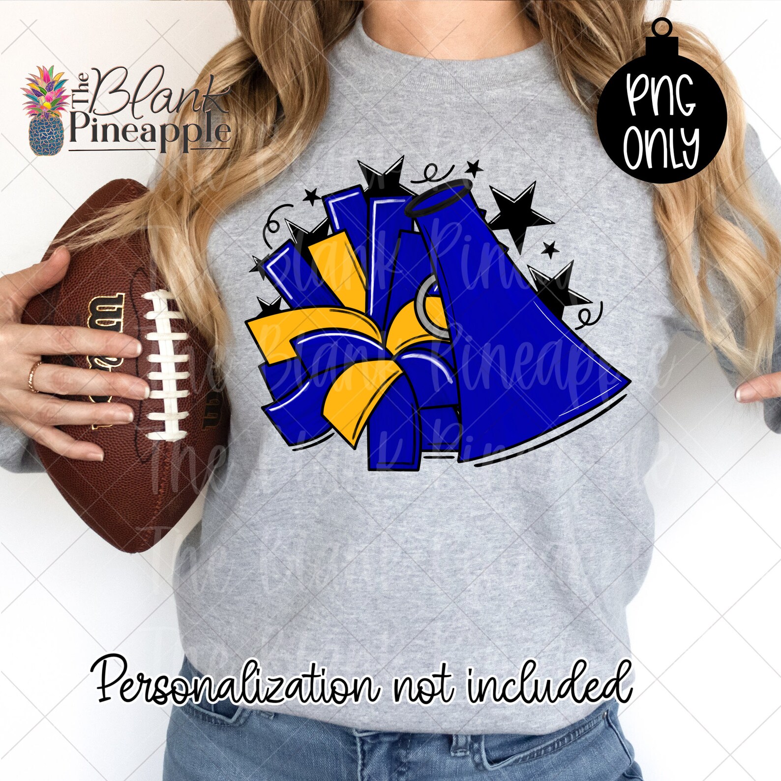 Cheerleading Design PNG, Cheer Megaphone and Pom Pom in Yellow and ...