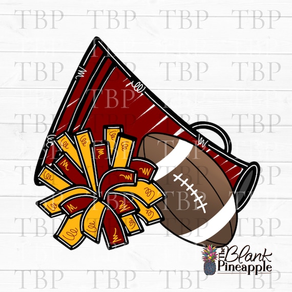 Cheer Design PNG Cheer Football Megaphone and Pom Pom in - Etsy