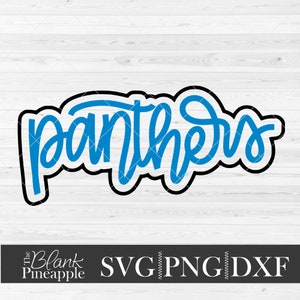 Panthers SVG Cut File, Outlined Panthers Mascot SVG, Dxf, and Png ...