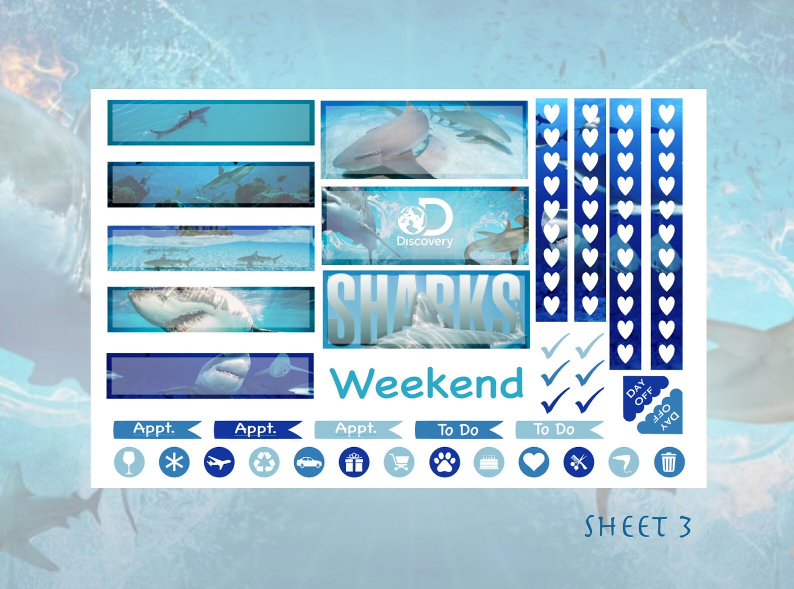 EC Petite Planner Shark Week Weekly Kit | Etsy