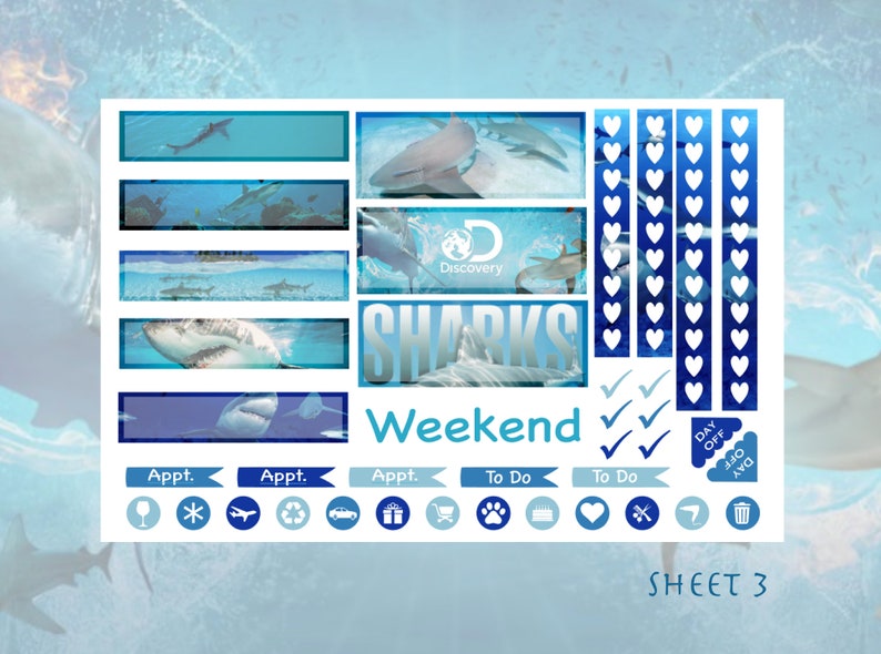EC Petite Planner Shark Week Weekly Kit | Etsy