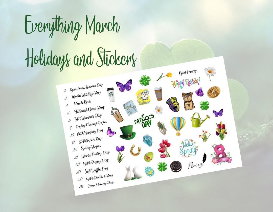 2026 NEW!! Everything March Holidays & Stickers - Etsy