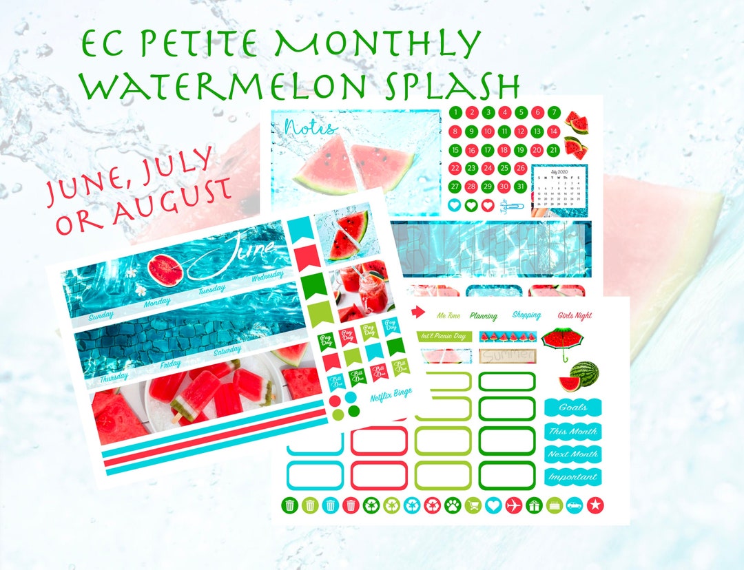 2026 Petite Planner Erin Condren Watermelon Splash June, July or August ...