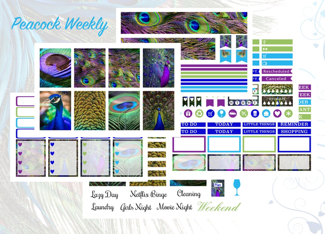 Peacock Weekly Sticker Kit - Etsy
